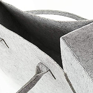 Xinshang Firewood Basket Storage Felt Bag Shopping Basket Grey Magazine Rack Basket with Handle for Carry Wood Toys Newspaper