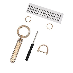 IUAQDP 2 Pieces Crystal Diamond Car Keychain with Universal Phone Number Plate & Horseshoe Buckle, Metal Bling Rhinestone Keyring Sparkling Key Holder for Keys Backpack Purse Women Girls, Silver/Gold