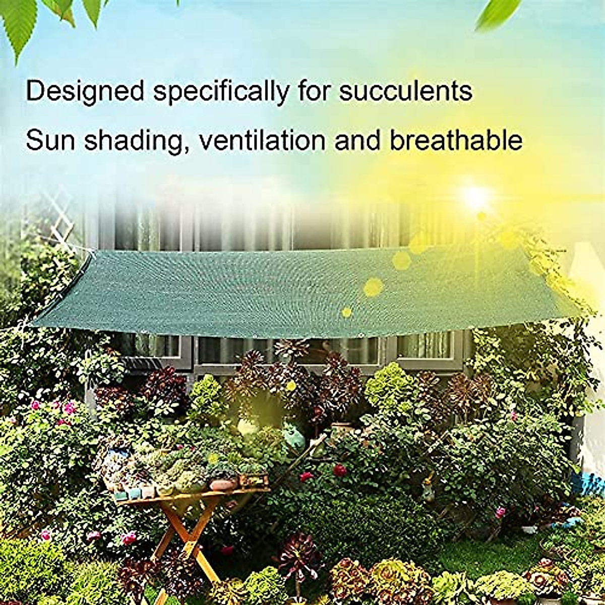 ALBN 75% Shade Netting Sunblock Shade Cloth Net Mesh Tarp HDPE UV-Resistant Protection Plants Flowers Outdoor Shade Screen, with Rope (Color : Green, Size : 2x4m)