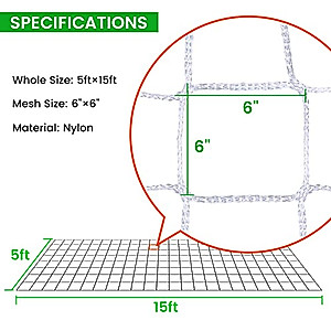 HOMEANING 5 x 15ft,1 Pack White Garden Trellis Netting,Heavy-Duty Polyester Grow Net, Plant Netting for Climbing Plants Outdoor,Vegetables, Fruits, and Flowers