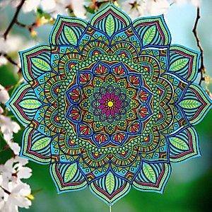 Wind Spinners for Yard and Garden Decor, 12" Mandala Metal Stainless Steel 3D Decoration, Patio Backyard Outdoor Art Outside Decorations Wind Spinner Gifts for Lawn Hanging Pinwheels Crafts Ornaments