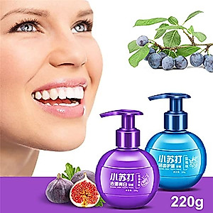 220g Instant Clean Intensive Stain Removal Whitening Toothpaste Baking Soda Blueberry Flavor Toothpaste Prevent Tooth Decay (Purple)