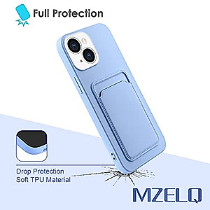 MZELQ Compatible with iPhone 13 (6.1 inch) Case, Card Holder Camera Protection Cover for iPhone 13 + Screen Protector, Card Slot Designed for iPhone 13 Phone Case -Purple