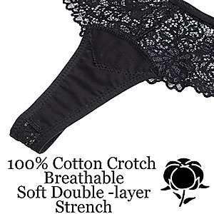 Aijolen G-String Thongs for Women Lace Panties Stretch T-back Tangas Low Rise Hipster Underwear Sexy