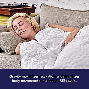 Gravity Blanket The Original Weighted Blanket for Adults, 20 lbs White 48"x72" with Washable Removable Microfiber Duvet Cover & Weighted Sleep Mask, Grey, 1 Pound, Better Rest & Sleep