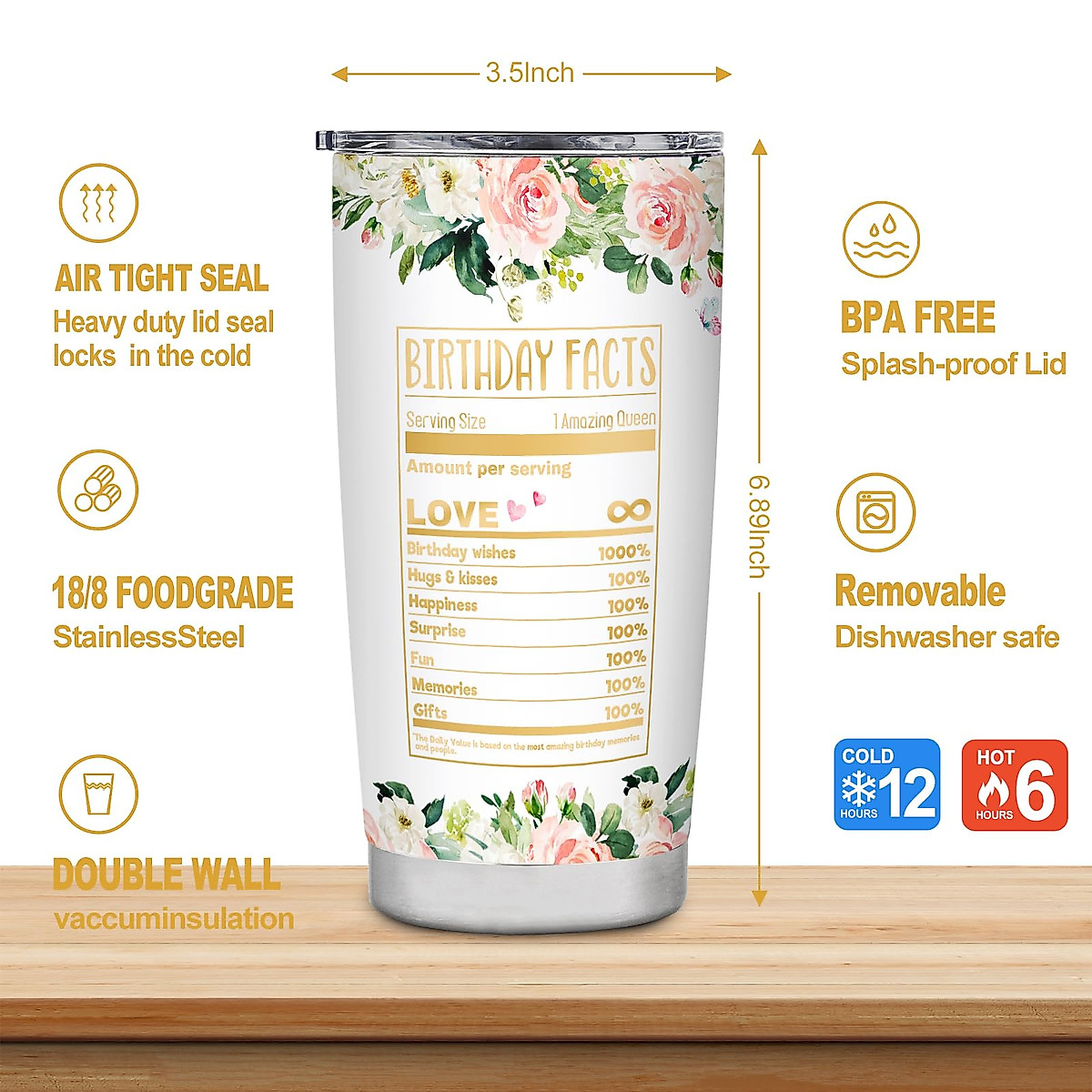 LJWJWLJW 50th Birthday Gifts for Women Cups - Best 50th Birthday Gift Ideas Cups - Happy 50 Year Old Birthday Gift Cups -1973 Birthday Gifts - 50th Birthday Decorations for Her-20 OZ Cups