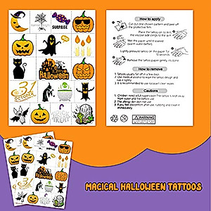 Partywind 36 Styles Metallic Glitter Halloween Temporary Tattoos for Kids, Halloween Decorations Birthday Party Favors Supplies, Halloween Goodie Bag Fillers Games for Boys and Girls (2 Sheets)