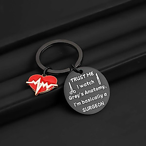BLEOUK Grey's Anatomy Gift Trust Me I Watch Grey's Anatomy I'm Basically A Surgeon Grey's Anatomy TV Show Inspired Keychain Gift (Grey's Anatomy Surgeon black)
