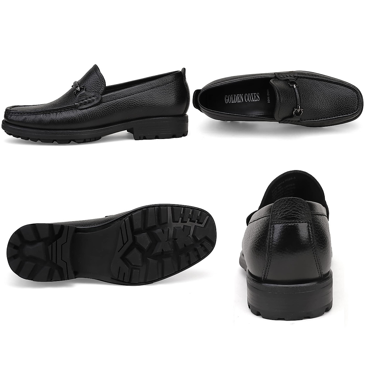 Men's Leather Penny Loafers, Fashion Luxury Handmade Dress Shoes Crocodile Printed Slip-On Loafer for Gentleman Wedding Business (Black)