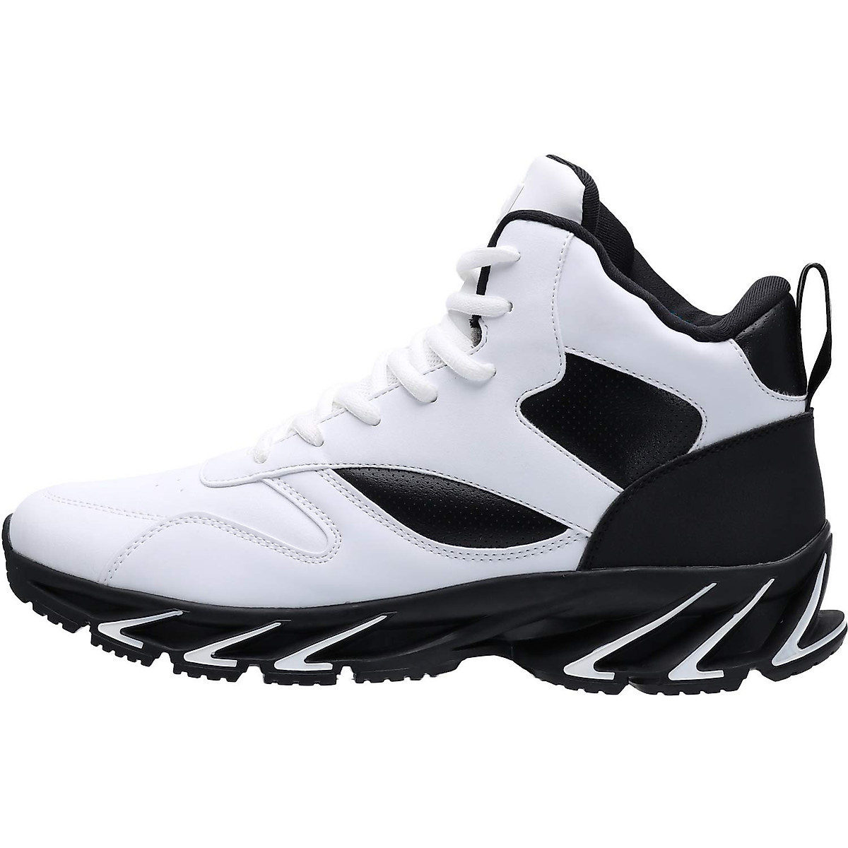 Joomra Mens Work Tennis Shoes White Leather Lace up High Top Leather Cushion Sport Snikers Jogging Basketball Daily Fashion Sneakers Size 9.5