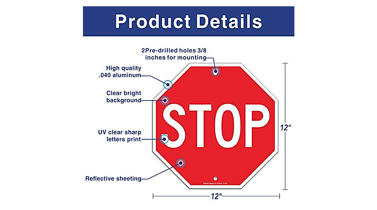 Durable Reflective Stop Sign - Easy Mount, Weather Resistant