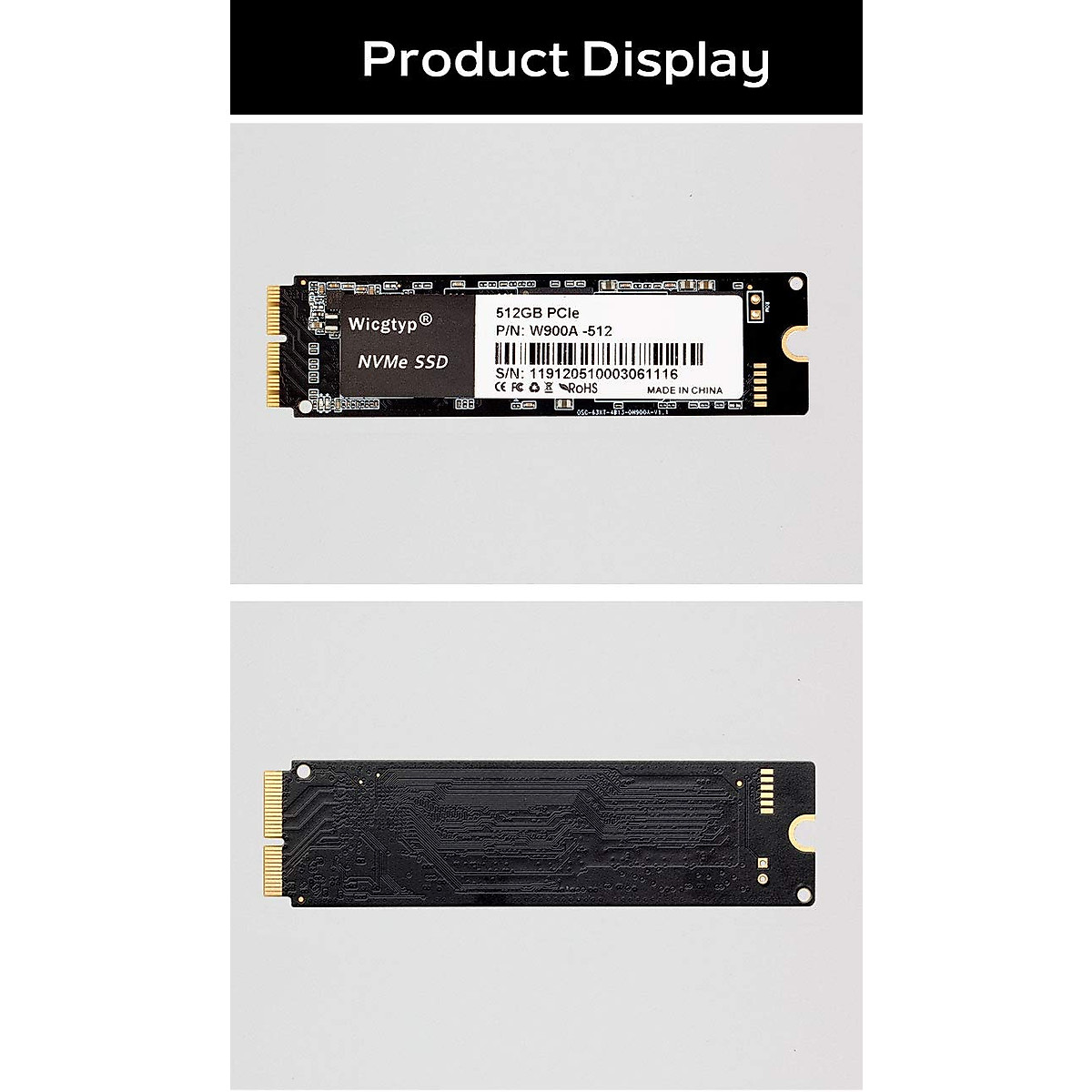 Wicgtyp 1TB M.2 SSD PCIe NVME for Mac SSD M2 NVMe SSD Hard Drive Gen3x4 SSD 1TB for MacBook Air/MacBook Pro
