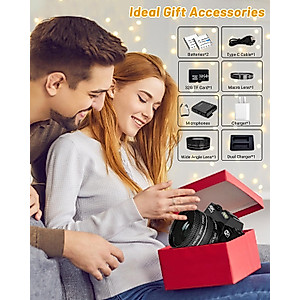 Digital Camera for Photography VJIANGER 4K 48MP Vlogging Camera for YouTube with WiFi, 180 Degree Flip Screen, 16X Digital Zoom, 52mm Wide Angle & Macro Lens, 2 Batteries, 32GB TF Card(W02 Black6)