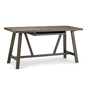 SIMPLIHOME Dylan SOLID WOOD Modern Industrial 60 inch Wide Home Office Desk, Writing Table, Workstation, Study Table Furniture in Driftwood