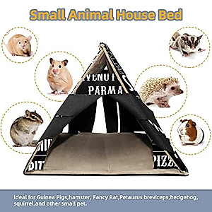 enheng Small Pet Hideout Italy Art Word Hamster House Guinea Pig Playhouse for Dwarf Rabbits Hedgehogs Chinchillas