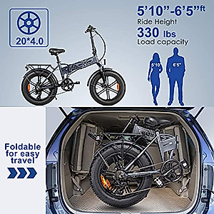 ENGWE 750W Folding Electric Bike for Adults 20" 4.0 Fat Tire Mountain Beach Snow Bicycles Aluminum Electric Scooter 7 Speed Gear E-Bike with Detachable Lithium Battery 48V12.8A Up to 28MPH (Gray)