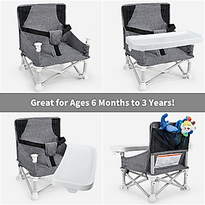 ANTEN Portable Booster Chair with Tray | Travel Booster Seat for Babies and Toddlers | Folding Booster Chair for Dining Table, Camping, Picnic, Beach, Grandma's | Indoor and Outdoor Baby Booster Chair