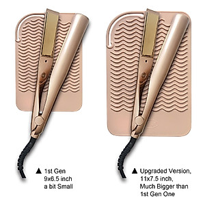 Sygile 11" X 7.5" Large Size Heat Resistant Silicone Travel Mat for Hair Styling Tools, Hair Straighteners, Curling Irons, Flat Irons, Hot Iron Holster for Vanity Salon Pad Cover - Blush Pink