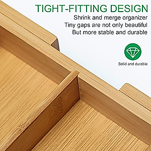 LUIGI HOUSE Extendable In-Drawer Bamboo Utensil Organizer