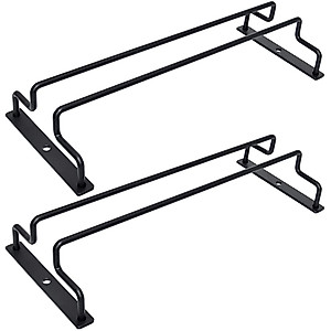 ZOOHOT 27.5cm Wine Glass Rack - Under Cabinet Stemware Wine Glass Holder Glasses Storage Hanger Metal Organizer Black (1 Rows, 2 Pack)