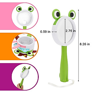 Children Handheld Magnifying Glass for Student Kids Exploring Nature, Scientific Experiment Insect Animal Plant Leaves Observation Reading (Frog Style 1Pcs)