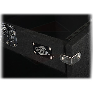 Griffin Ultimate Rackmount Studio Mixer Flight Road Case 25U Mount Space Pro-Audio Amp Cabinet Travel Trunk For Music Gear Recording Equipment | Portable DJ Sound Booth Rack Stand Carpet PA Cart