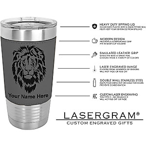 LaserGram 20oz Vacuum Insulated Tumbler Mug, Saint Jude, Personalized Engraving Included (Faux Leather, Gray)