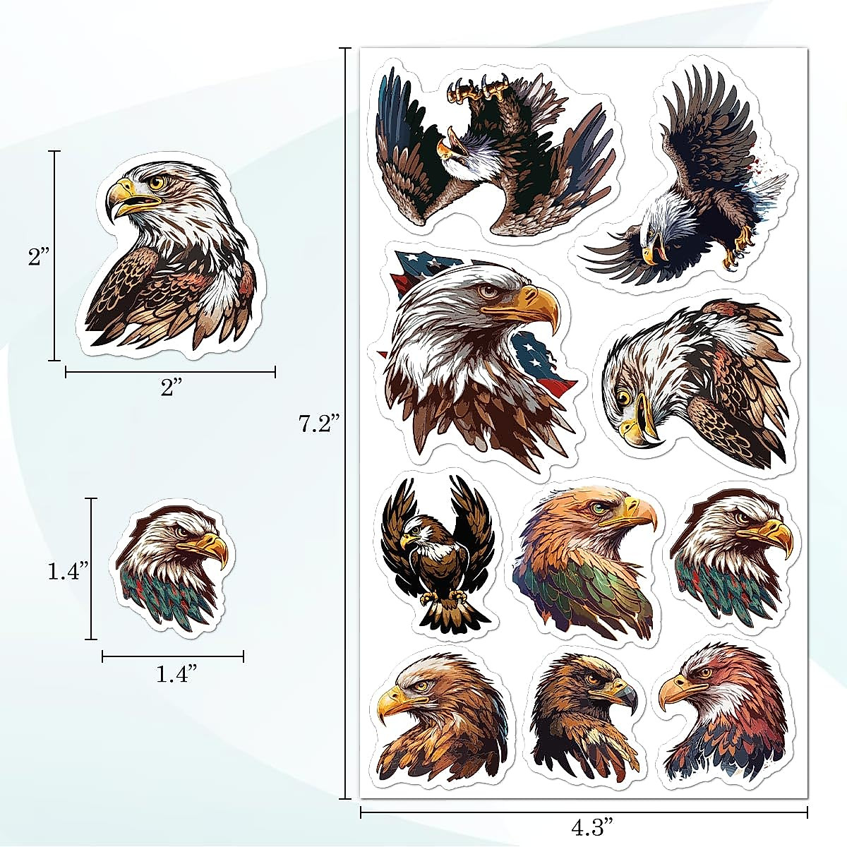 Pack 50 Pcs Animal Eagle Stickers for Water Bottles Waterproof Laptop Luggage Computer Phone Case Scrapbooking Guitar Teens Adults Funny Aesthetic Sticker Packs Small Vinyl Decals