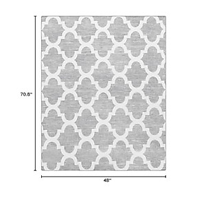 Jelymark Shag Moroccan Area Rug for Living Room, 4x6 Feet Modern Geometric Rug, Fluffy Distressed Faux Wool Floor Carpet, Memory Foam Rug for Bedroom Nursery Kids Room Home Decor, Light Grey/White