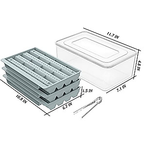 Unigul Ice Cube tray with lid and bin(3 Pack), 1.2'' Ice Cube Mold, Hexagon Ice Tray Making 96PCS Ice Cubes for Chilling Cocktails, Whiskey, Bourbon,Juice (3Pack Ice trays & Ice Bin & Tong)