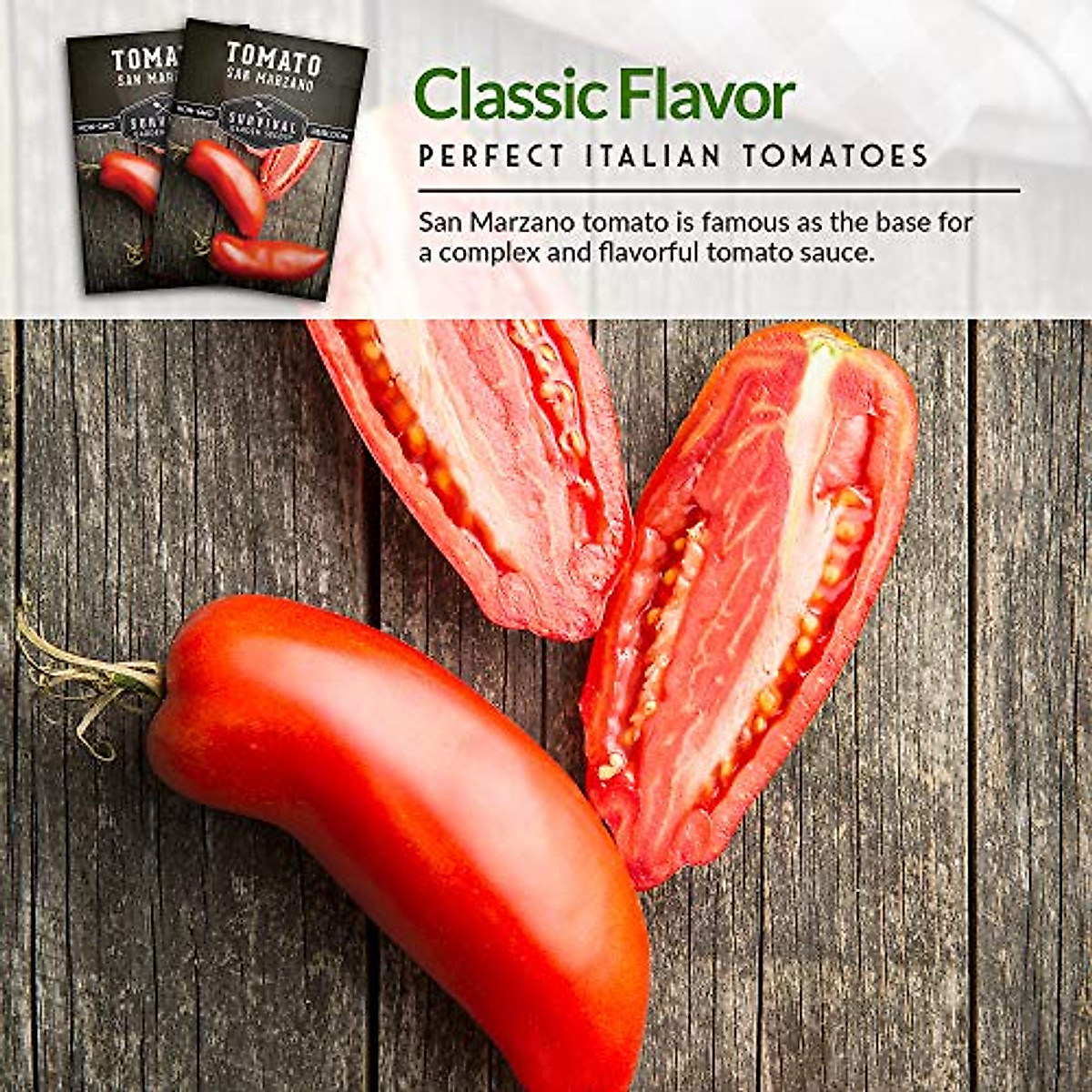 Survival Garden Seeds - San Marzano Tomato Seed for Planting - Packet with Instructions to Plant and Grow Tomatoes in Your Home Vegetable Garden - Non-GMO Heirloom Variety - 4 Packs
