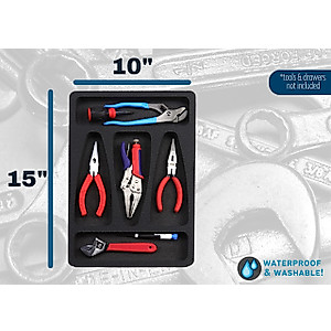 Polar Whale Tool Drawer Organizer Small Pliers Holder Insert Black Durable Foam Tray 15 x 10 Inches 5 Pockets Holds 3 Small Pliers Up To 8 Inch Long Fits Craftsman Husky Kobalt Milwaukee Many Others