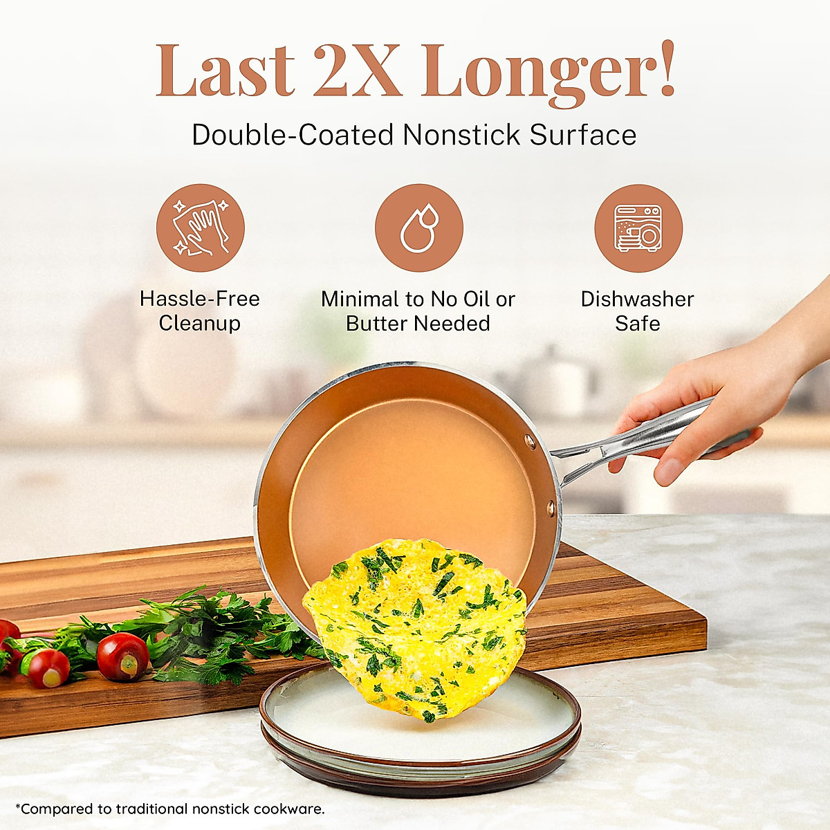 GOTHAM STEEL Hammered 15 Pc Copper Pots and Pans Set Non Stick, Kitchen Cookware Sets, Pot and Pan Set, Ceramic Cookware Set, Non Toxic Cookware Set, Non Stick Pots and Pan Set, Dishwasher Safe