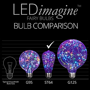 LEDimagine Fairy String Light Bulb Fairy Lights, LED Globe Fairy Light Pendant Bulb, Globe Fairy LED Light (RGB Multicolor Color Changing, ST64 Bulb, E26 Base)
