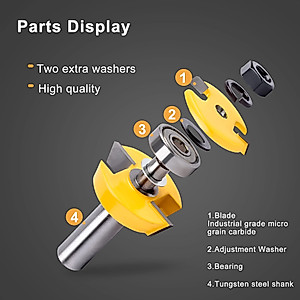 Shaker Rail and Stile Router Bits, Newdeli 1/2 Inch Shank Tongue and Groove Router Bit, Professional Carbide Milling Cutters for Woodworking for Cabinet Doors