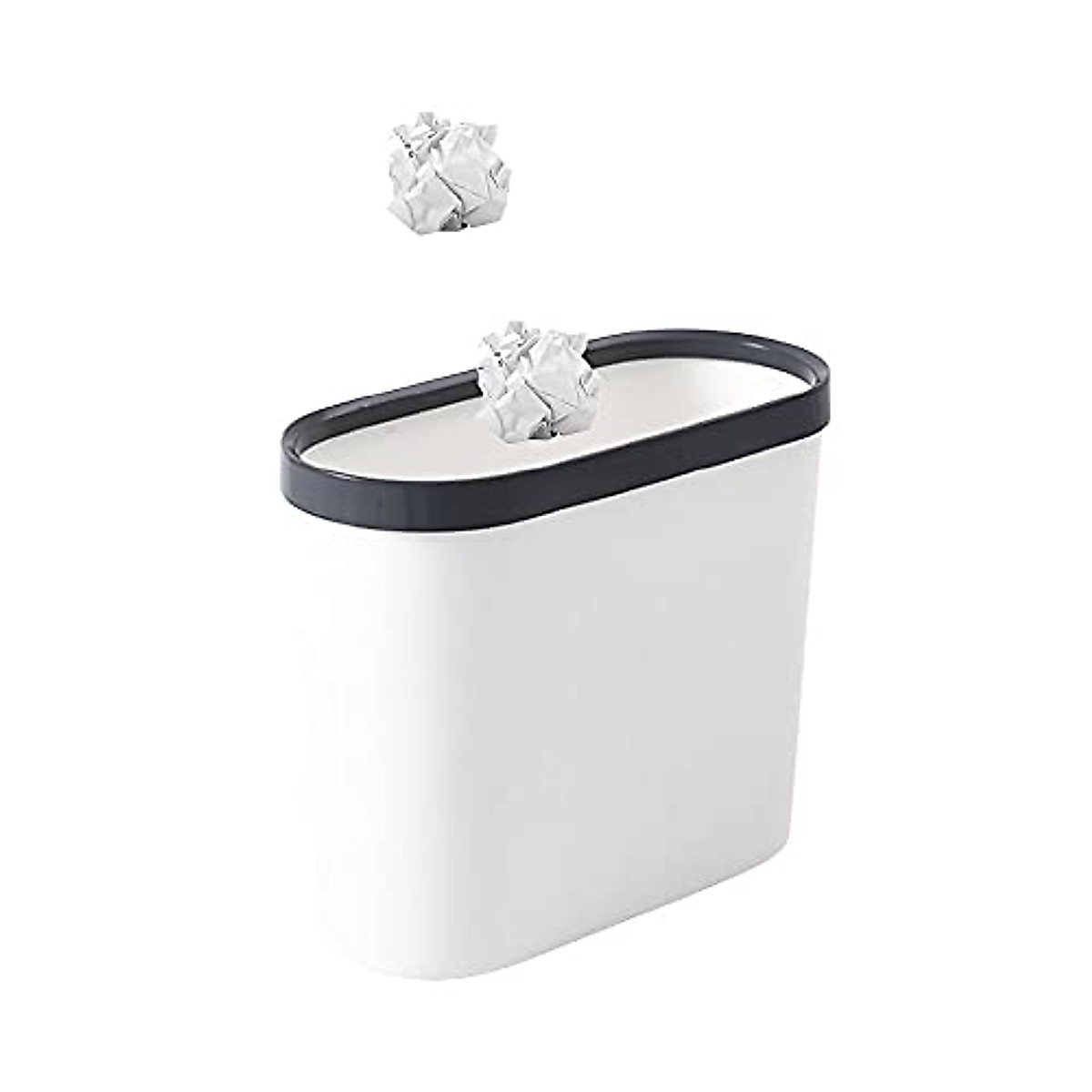 HPDEAR Plastic Wastebasket, Rectangular Slim Trash Can, Narrow Trash Bin, Garbage Can for Bedroom Bathroom Kitchen (Black)