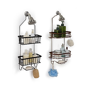 SunnyPoint Bathroom Classic Hanging Over The Shower Head Caddy (28.74" H x 10.83" W x 4.61" D)(Black)