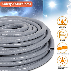 Neorexon Liquid-Tight Conduit and Connector Kit 1/2inch 25ft, Flexible Non Metallic Liquid Tight Electrical Conduit w/UL Certification, Electrical Conduit Kit with 5 Straight, 5 Angle Fittings