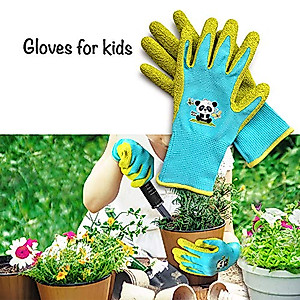 QEAR 1 Pair Kids 3-6 Years Girl Pink Garden Work Gloves,Knitted Liner,and Latex Rubber Palm Coated for Water/Dirty Resistance (3-6 Years Pink XXXS)
