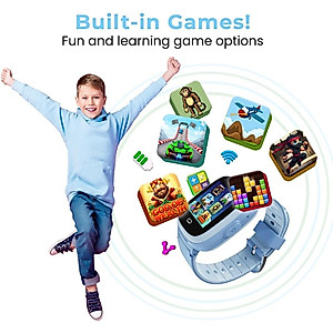 New 4G Edition - Kids Smart Watch (Blue) for Boys Girls (Age 3 Years +) - Touch-Screen Smartwatch with SIM Card – Remote Monitoring/Video Call/GPS Tracker - Ready Out of The Box