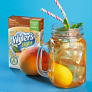 Wyler's Light Singles To Go Powder Packets, Water Drink Mix, 96 Single Servings, Peach Iced Tea, 7 Ounce (Pack of 12), 5.64 Ounce