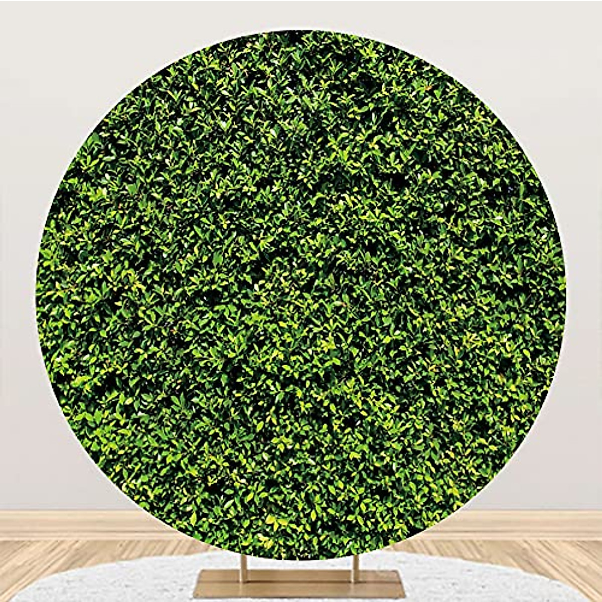 Leowefowa Greenery Green Leaves Round Backdrop Cover 7.2ft Grass Backdrop Wall Spring Nature Outdoorsy Backdrop Circle Backdrop Stand Cover Ivy Backdrop Birthday Baby Shower Wedding Bridal Party Decor