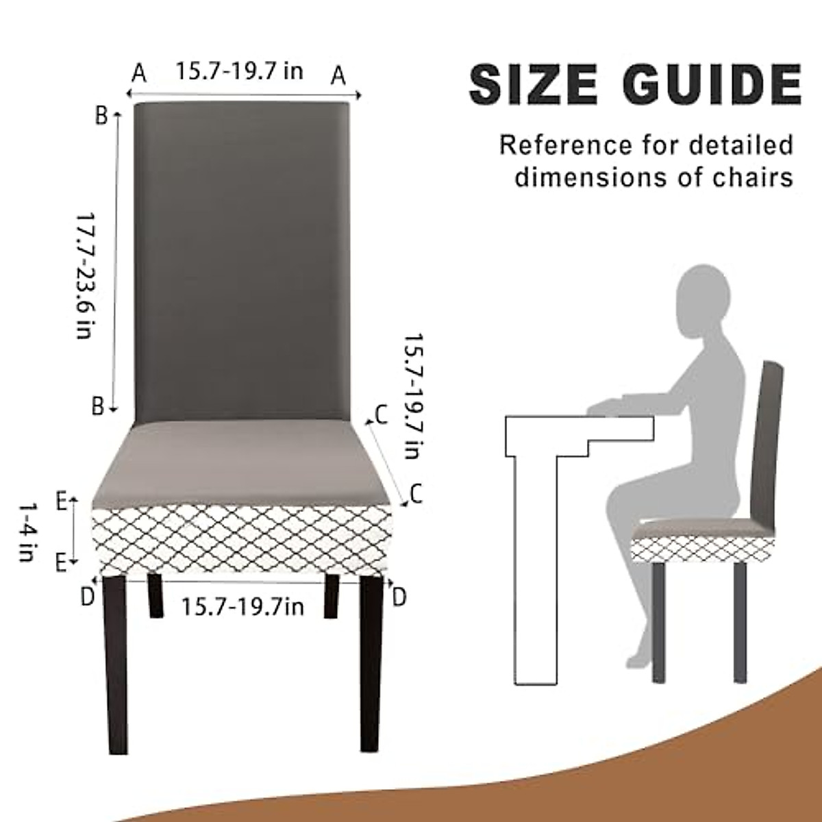 Miaotto Chair Covers for Dining Room Stretch Dining Chair Covers Set of 6 Parsons Chair Slipcover Removable Washable Kitchen Chair Slipcovers for Dining Room Party Banquet,Light Grey Splice