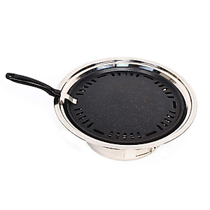 BBQ Charcoal Grill 15.7 inch Round Stove-top Household Indoor Carbon Grill for Camping Picnic Party Silver