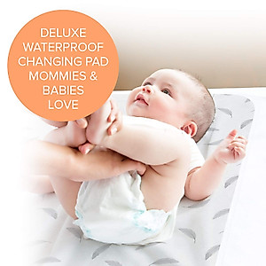 Kushies Deluxe Waterproof Changing Pad Liners - 20 x 30 inches Baby Changing Table Pad Covers - Baby Changing Pads in Grey Scribble - Diaper Changing Pad Cover Waterproof for Changing Station