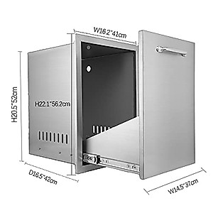 Karpevta Propane Tank Drawer W16XD18XH22.3 Inches Stainless Steel Drawers for Outdoor Kitchen Grilling Outdoor Trash Can Storage Propane Tank Storage