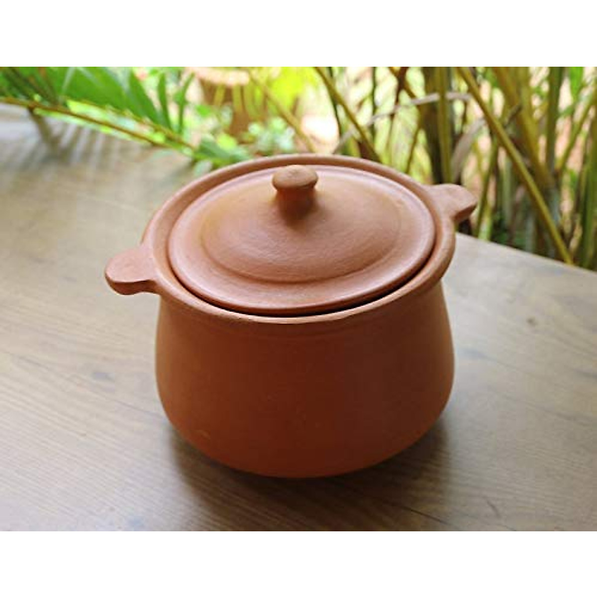 Village Decor Earthen clay cooking pot with lid (Porridge pot-2.1qt)