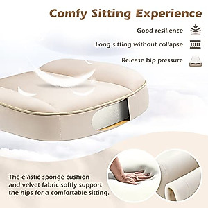 SEATZONE Ergonomic Home Office Desk Chair with Flip-up armrests, 360 Swivel Chair, Comfortable Beige Velvet Fabric Executive Computer Chair with Wheels for Adults and Teens