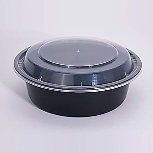 TRIPAK Plastic Microwaveable Food Containers with Lids 32 oz | BPA Free | Stackable | Leakproof | Microwave/Dishwasher/Freezer Safe