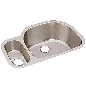 Elkay Lustertone ELUH322110L 30/70 Offset Double Bowl Undermount Stainless Steel Kitchen Sink